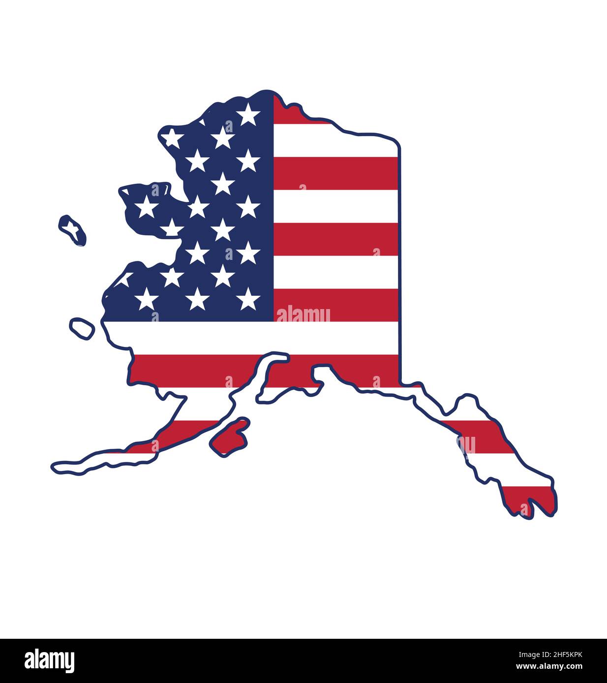 alaska ak state map shape simplified with usa flag vector isolated on ...