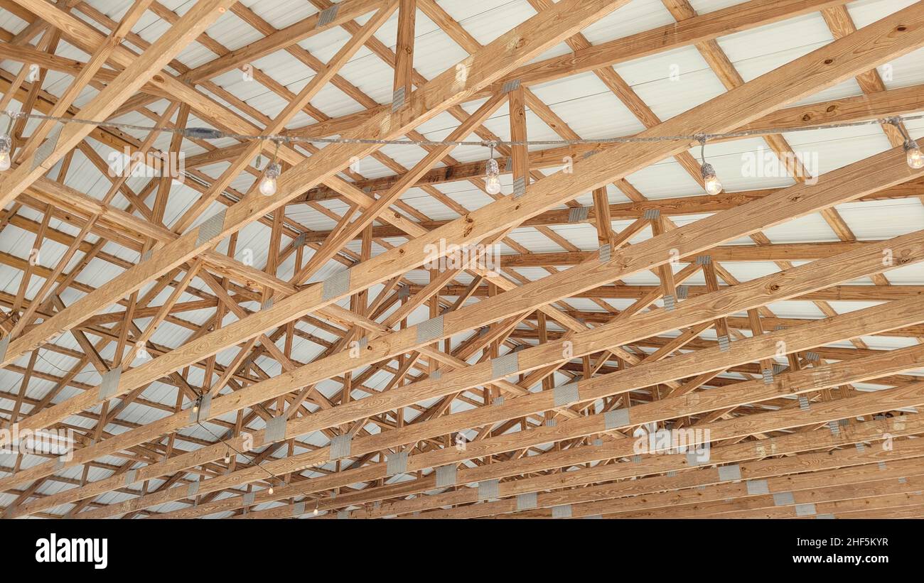 Wood Trusses Roof structure. Photo image Stock Photo - Alamy