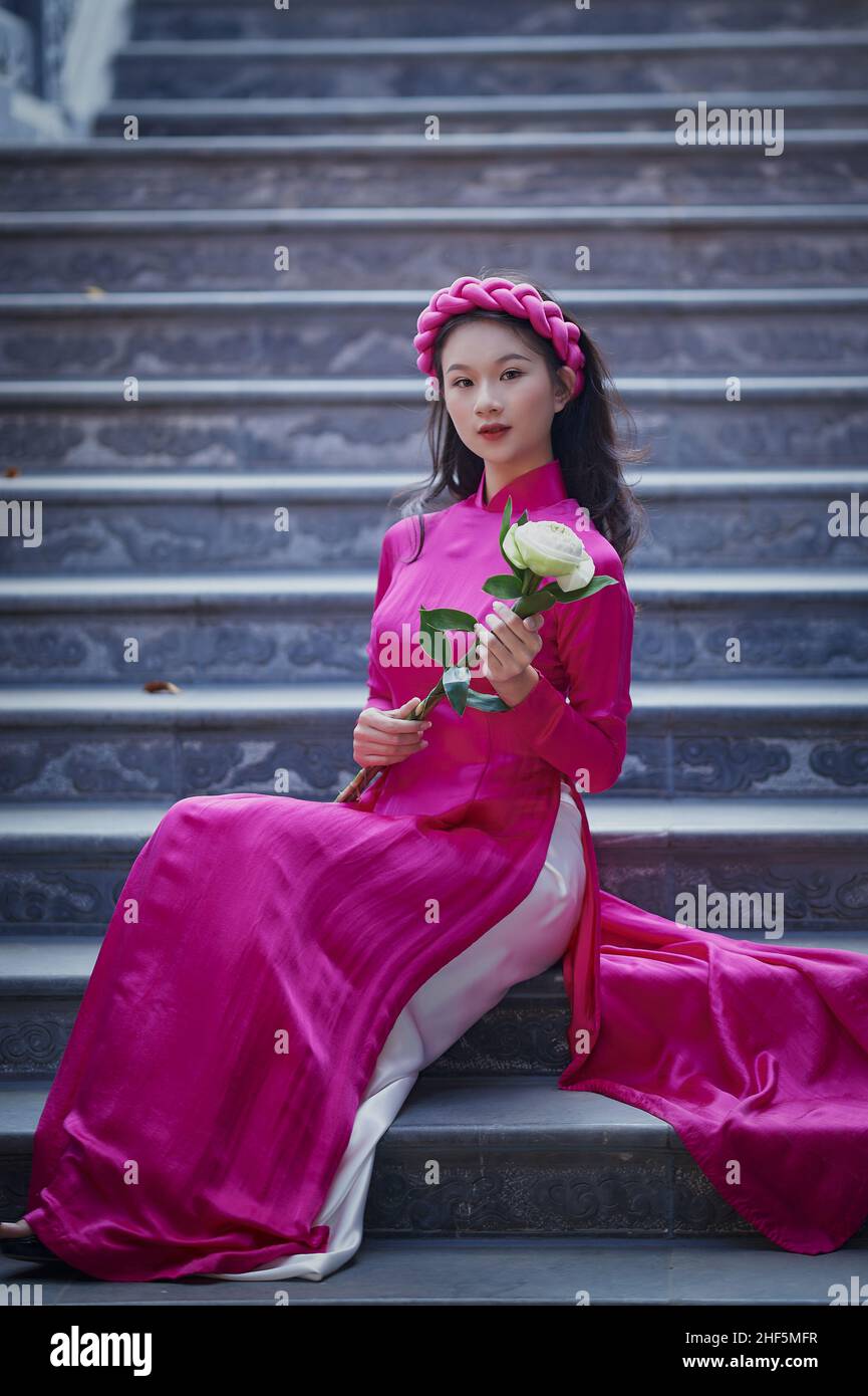 Ho Chi Minh city, Viet Nam: Portrait of a beautiful Vietnamese girl in ...