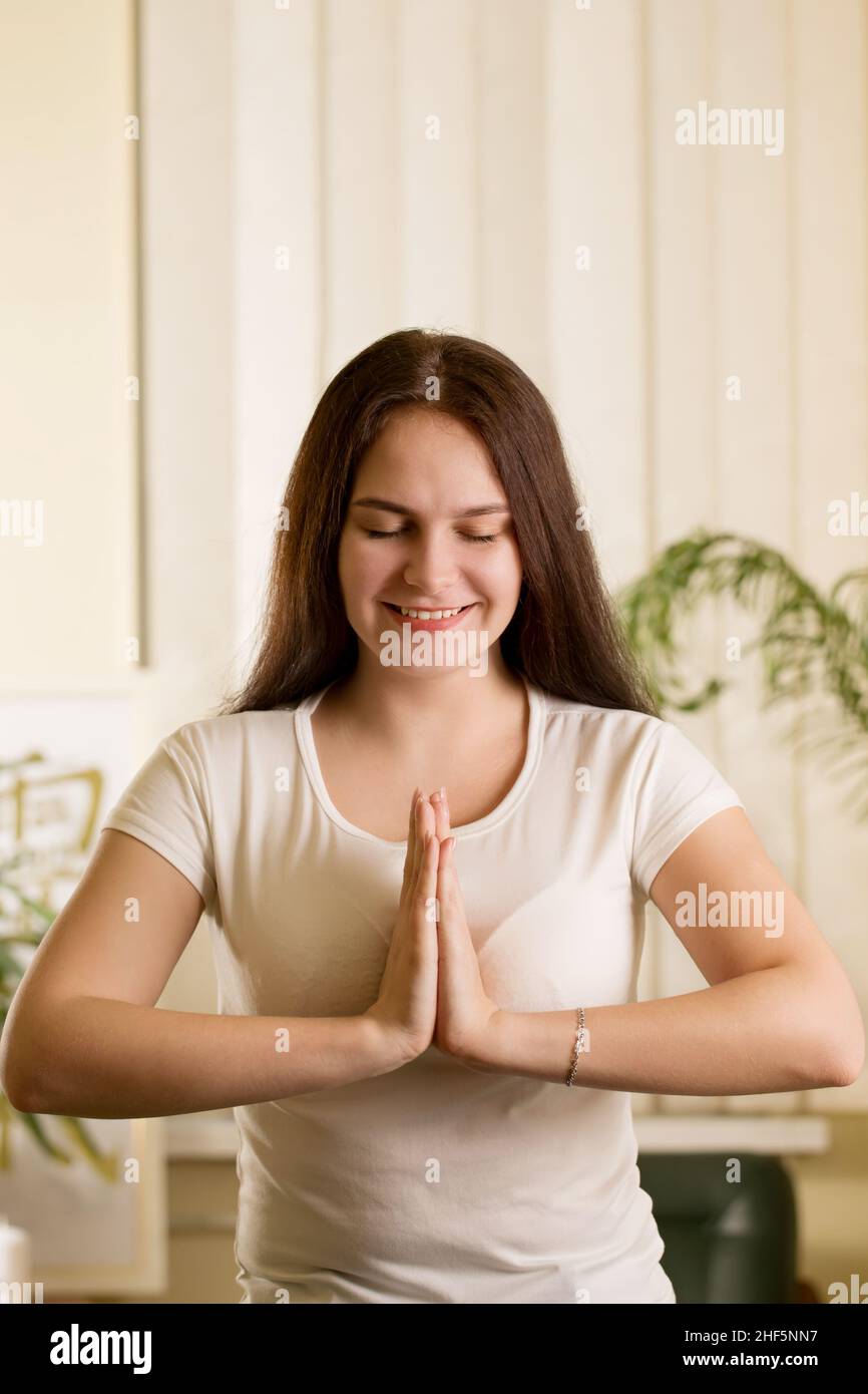 Namaste folded hands hi-res stock photography and images - Alamy