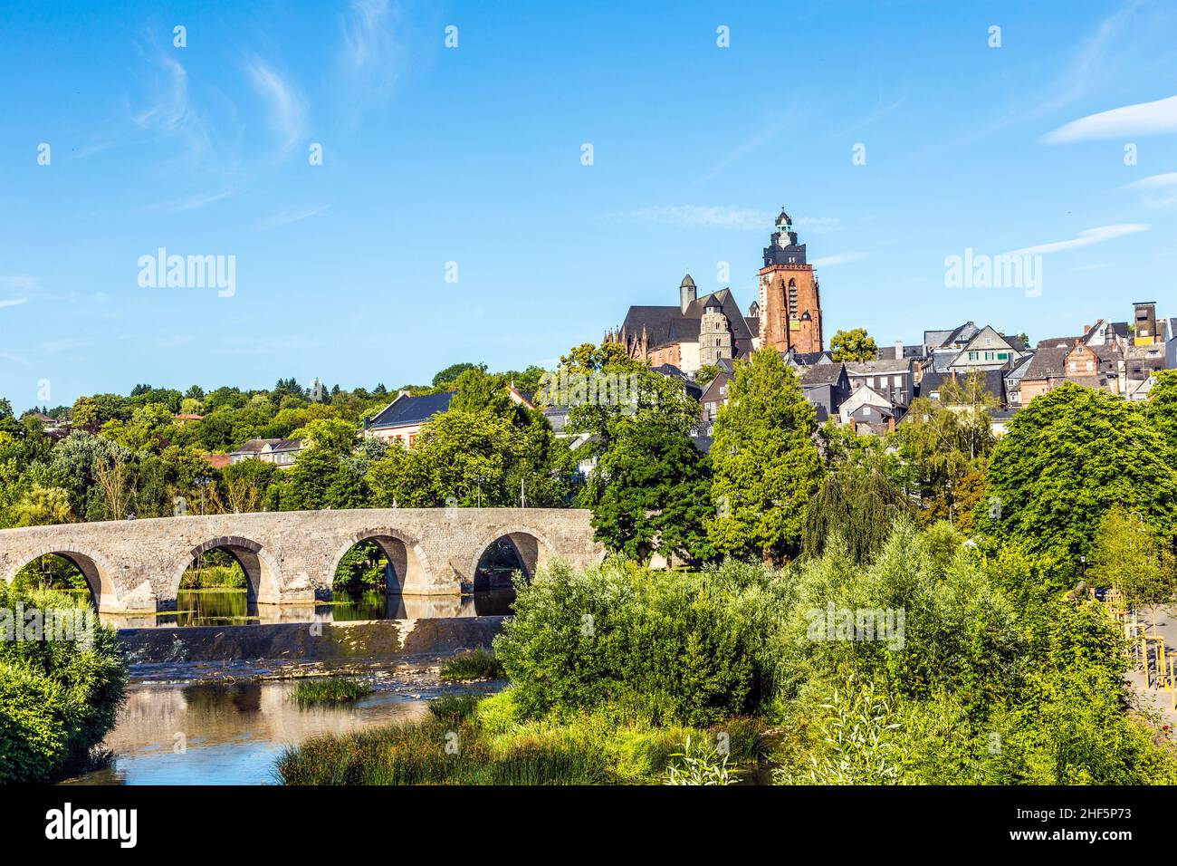 old Lahn bridge and view to famous Wetzlar dome Stock Photo - Alamy