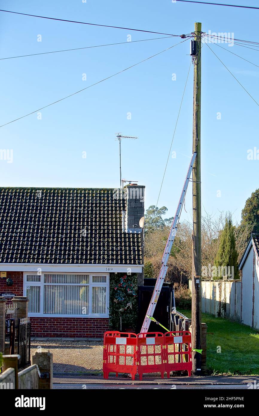 A Openreach telecommunications engineer has prepared the site ready to ...