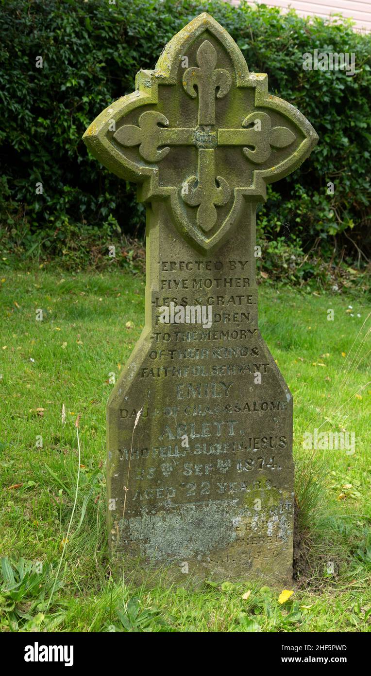 Grave headstone erected by five motherless and grateful children for ...
