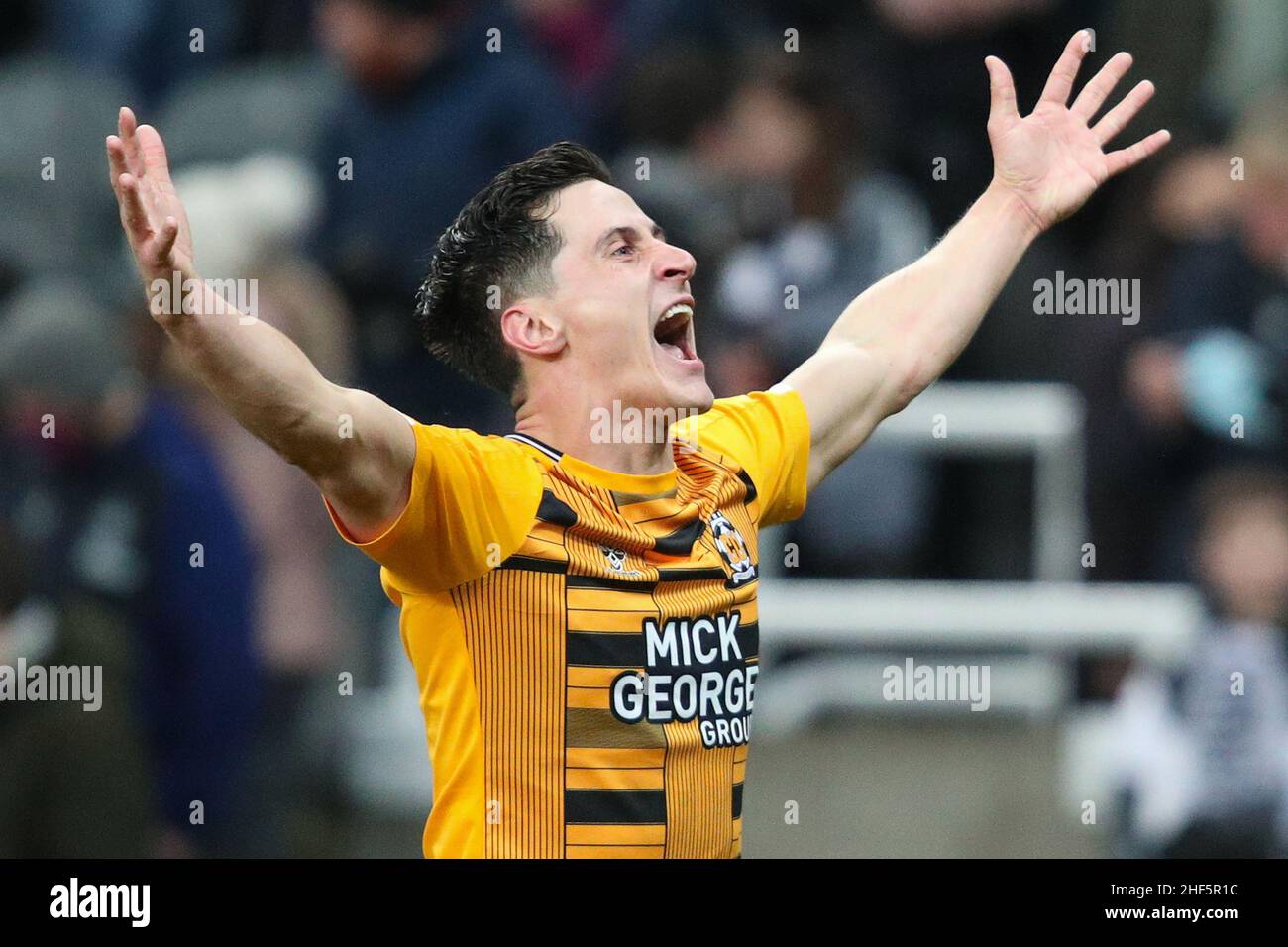 Jack Iredale (L) Harvey Knibbs (R) of Cambridge United celebrate after ...