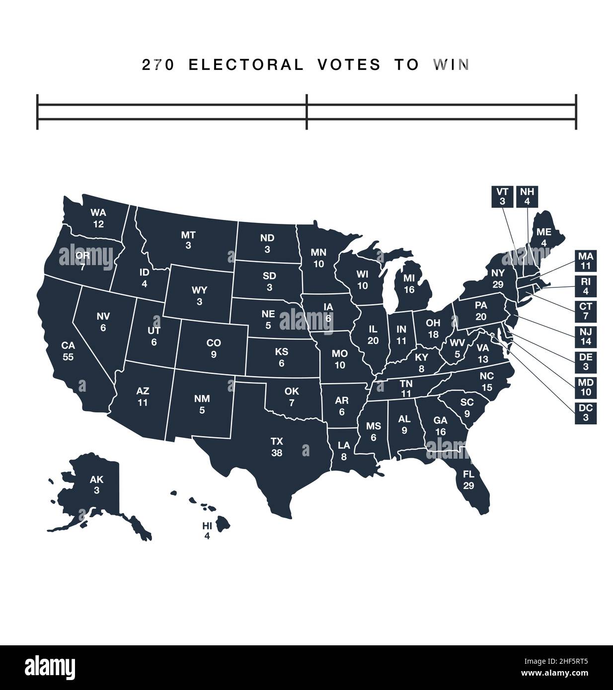 accurate correct usa editable electorial college map with separated ...