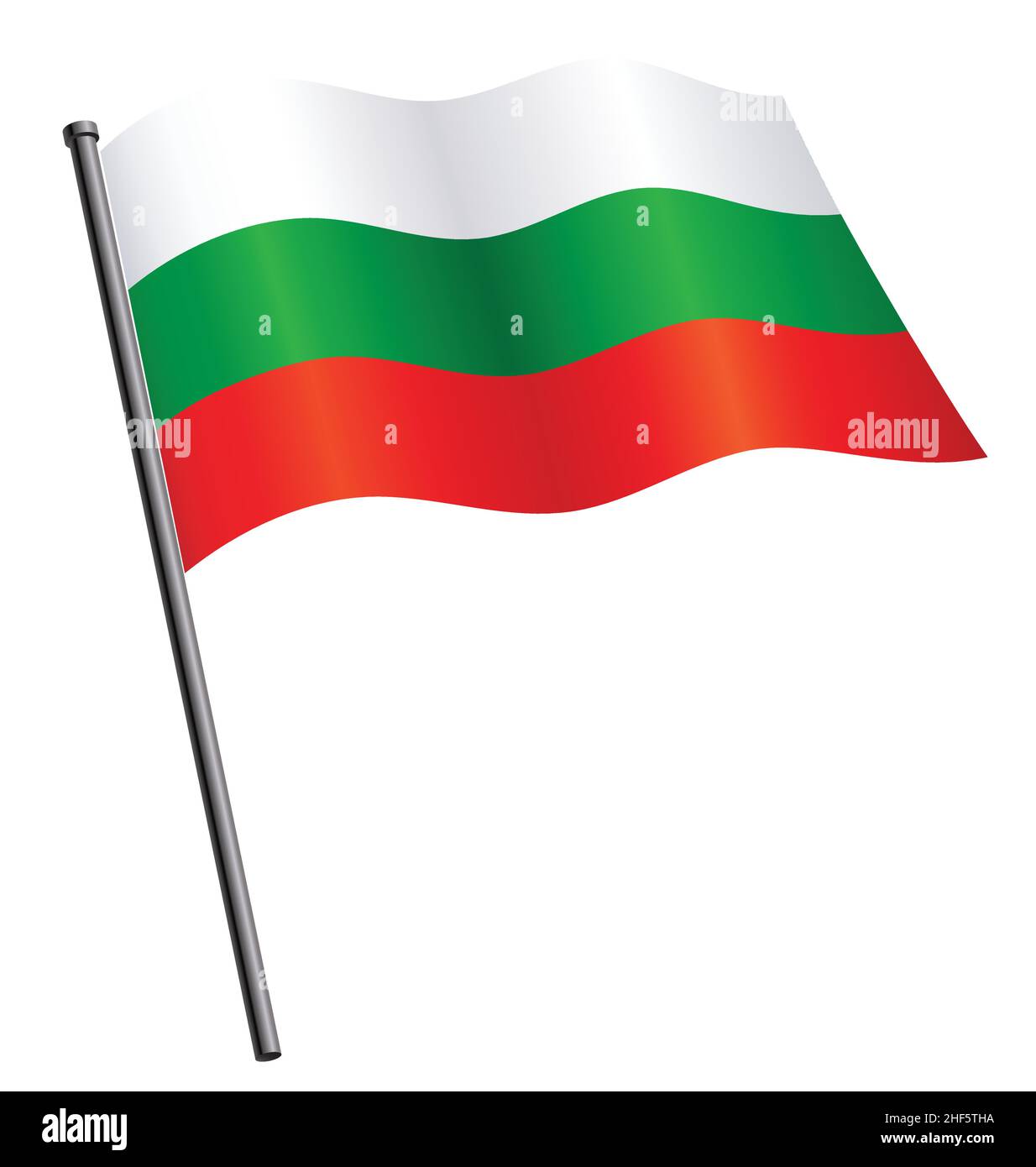 flying waving bulgarian flag bulgaria on flagpole silk vector isolated ...