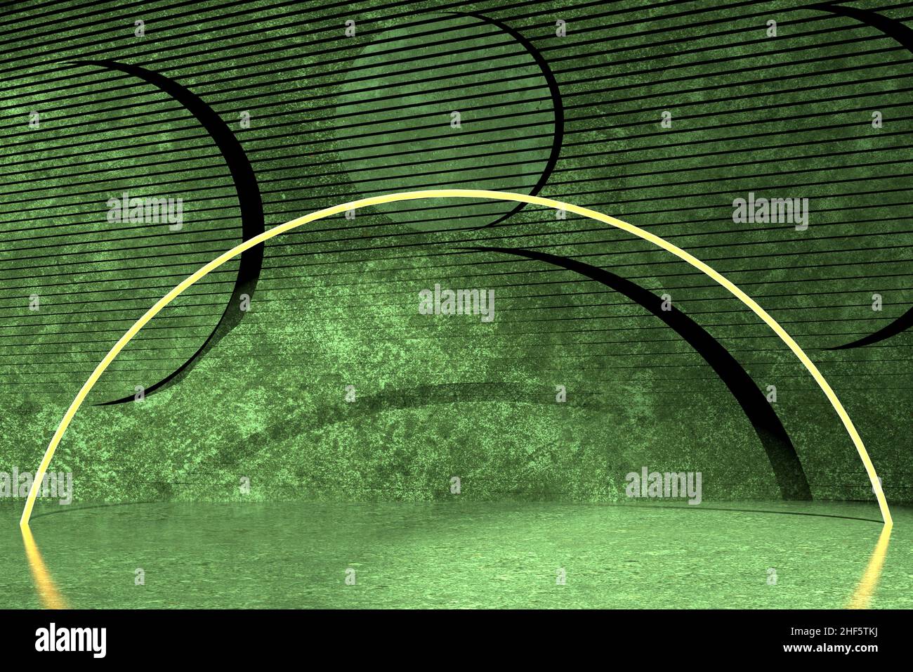 The 3D illustration abstract background green neon texture stone shadow ...