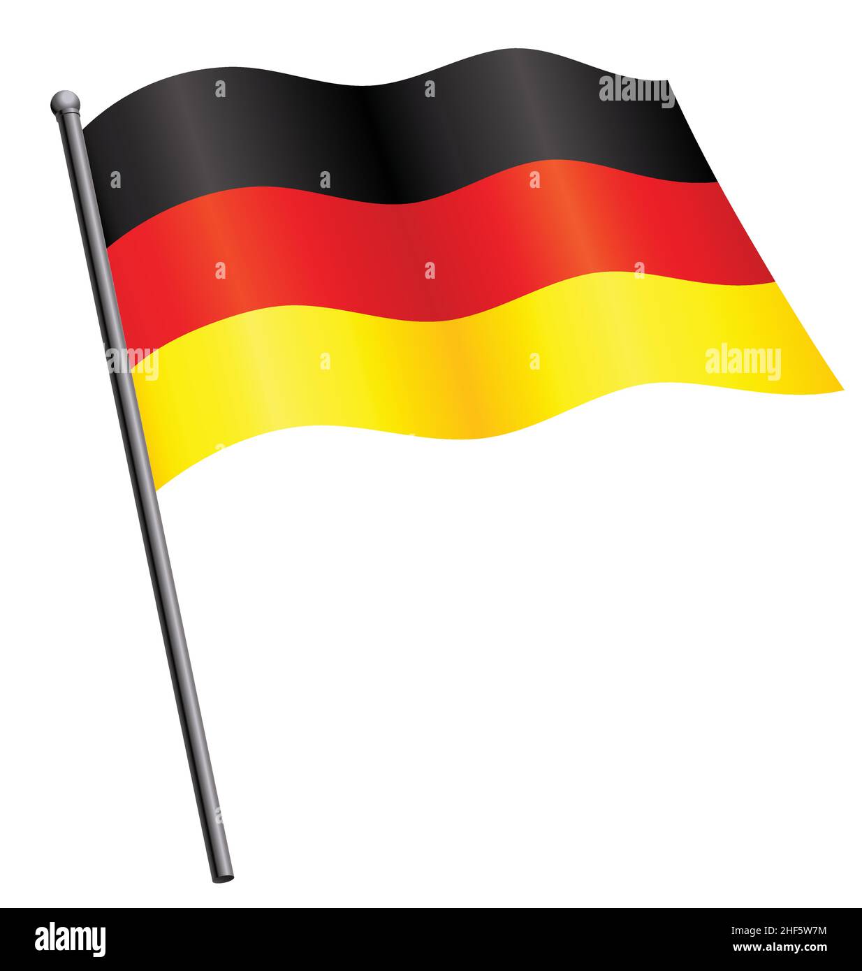 German Deutsche flag of Germany silk flying waving on flagpole icon ...