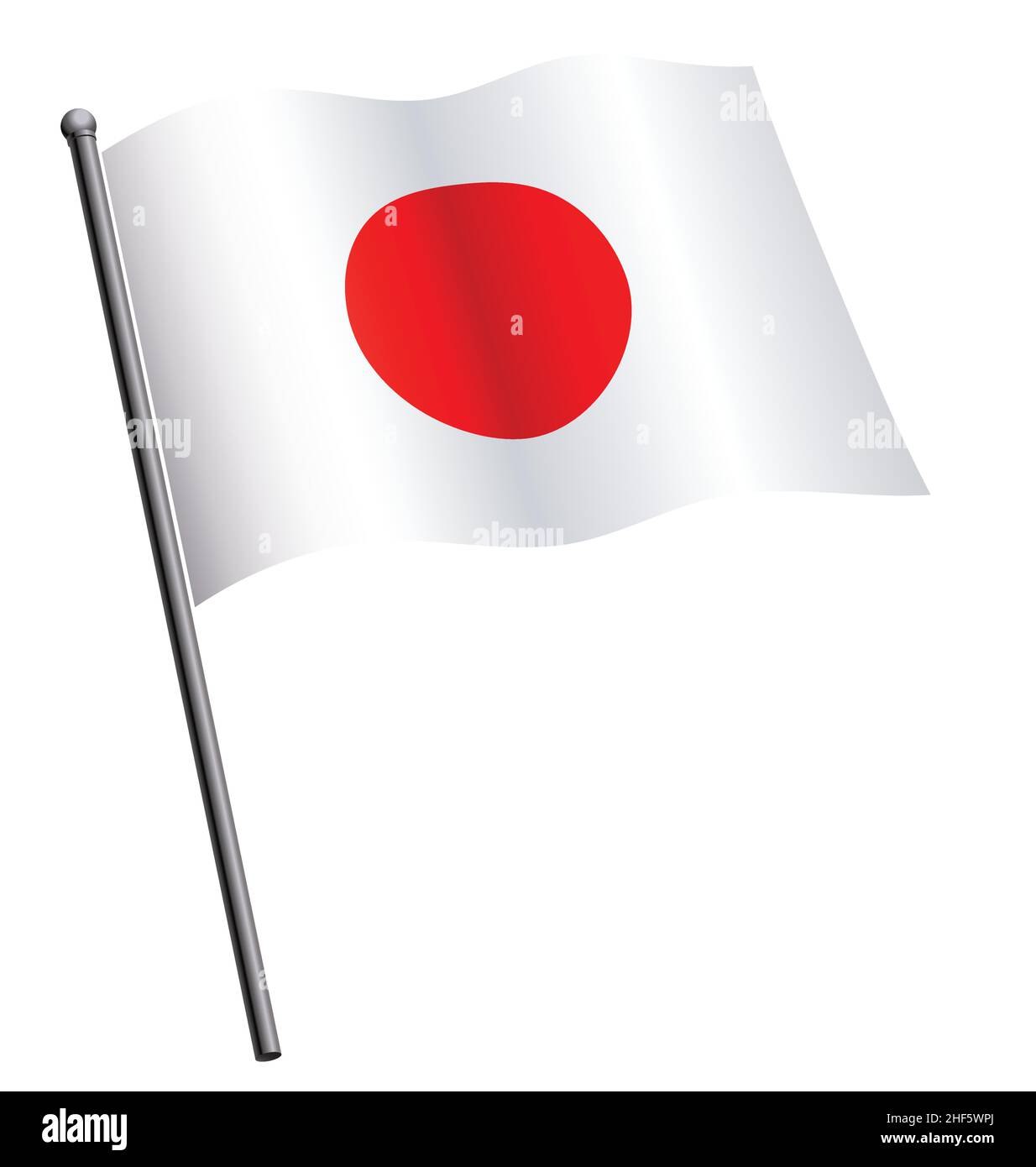 japanese flag of japan flying waving on flagpole silk icon vector ...
