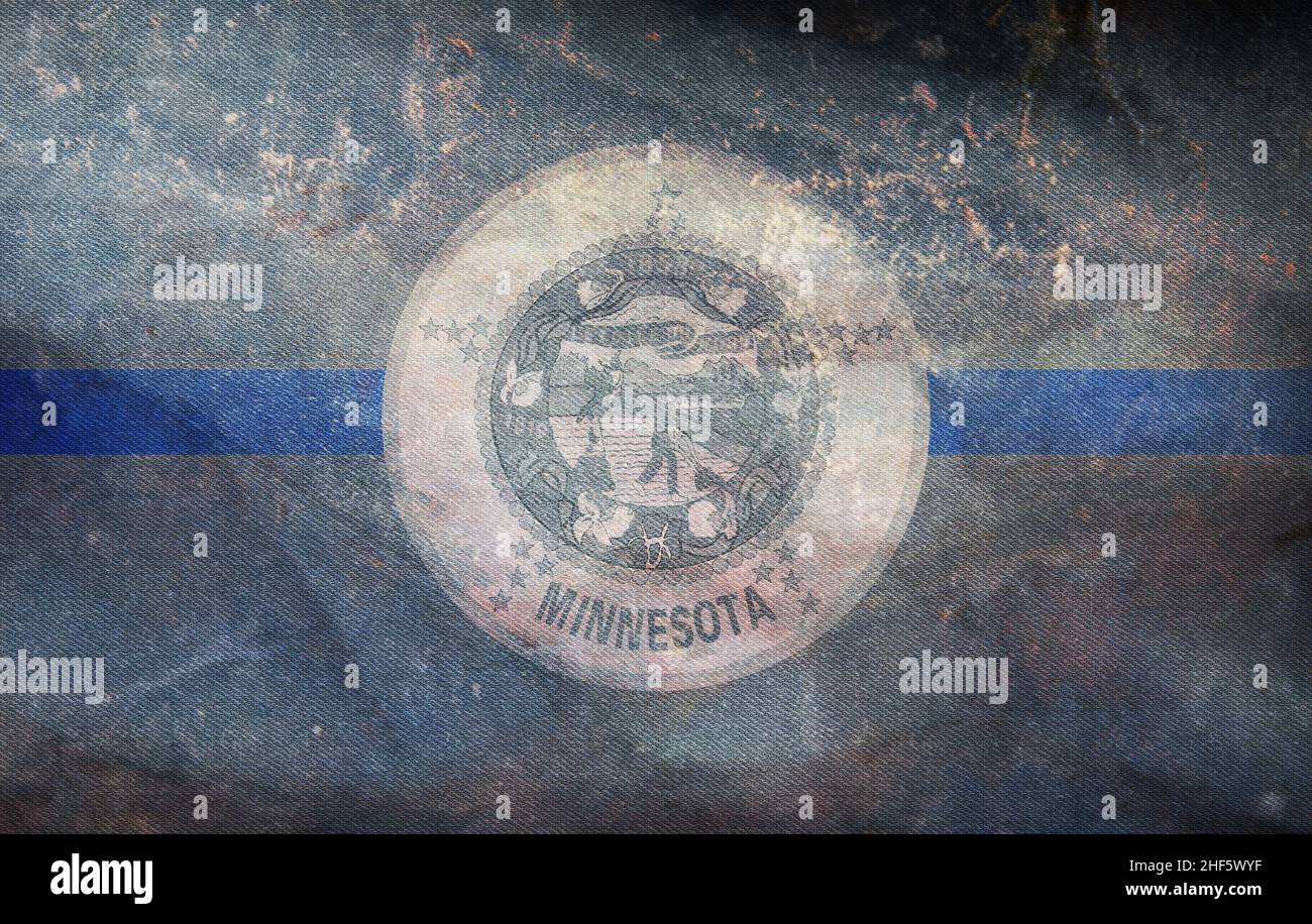 Top view of blue line flag of Minnesota state, Usa. United states of ...