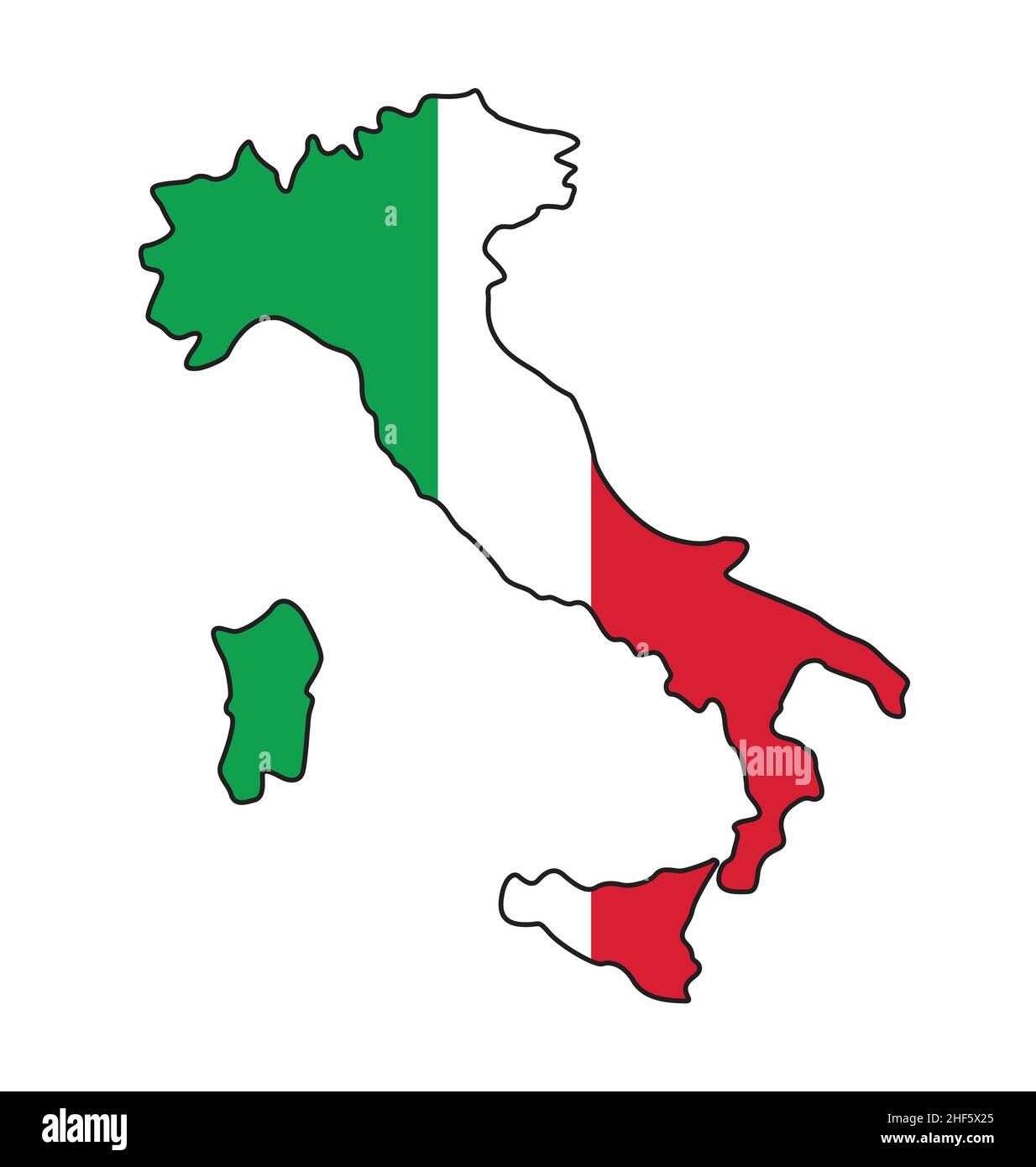 italy italia map simplified outline silhouette with italian flag vector ...