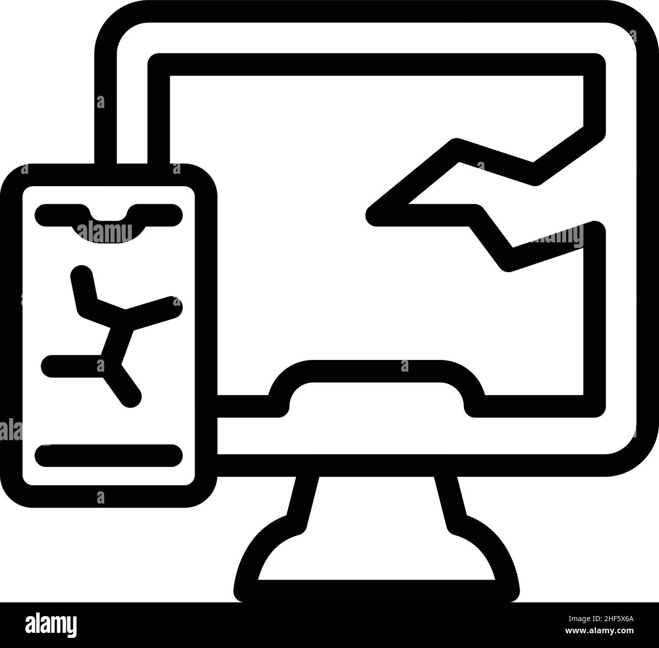 Electronic garbage icon outline vector. Trash bin bag. Plastic eco can ...