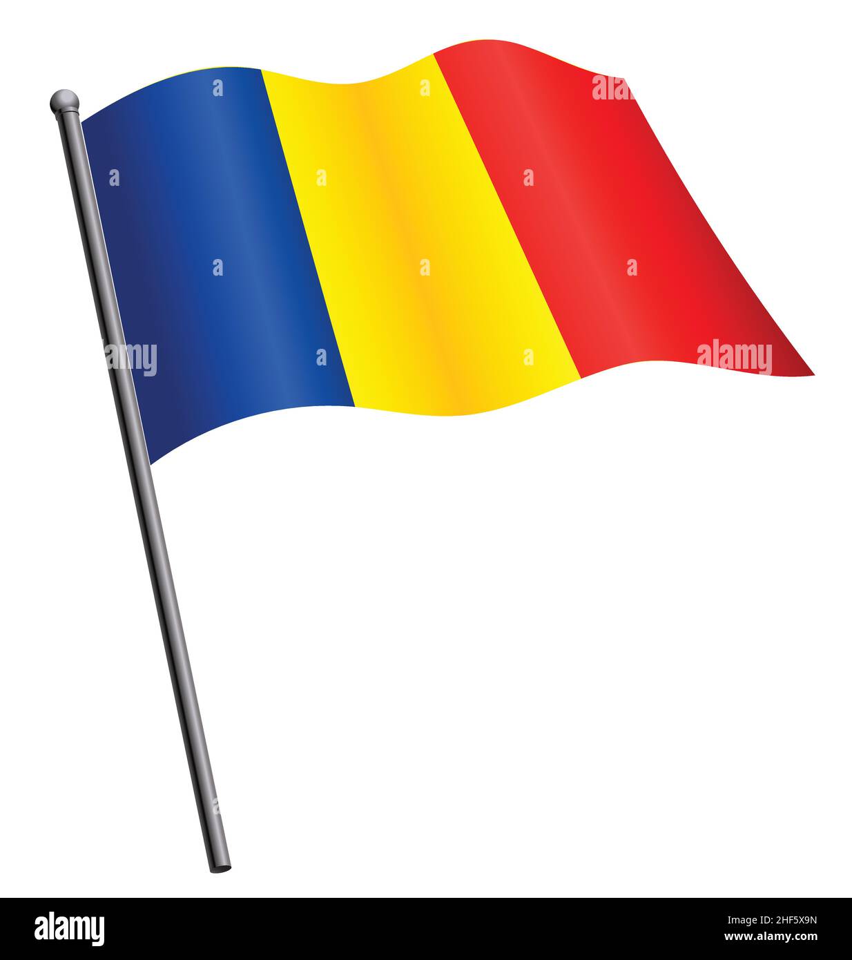 romanian flag of romania flying waving on flagpole icon vector isolated ...