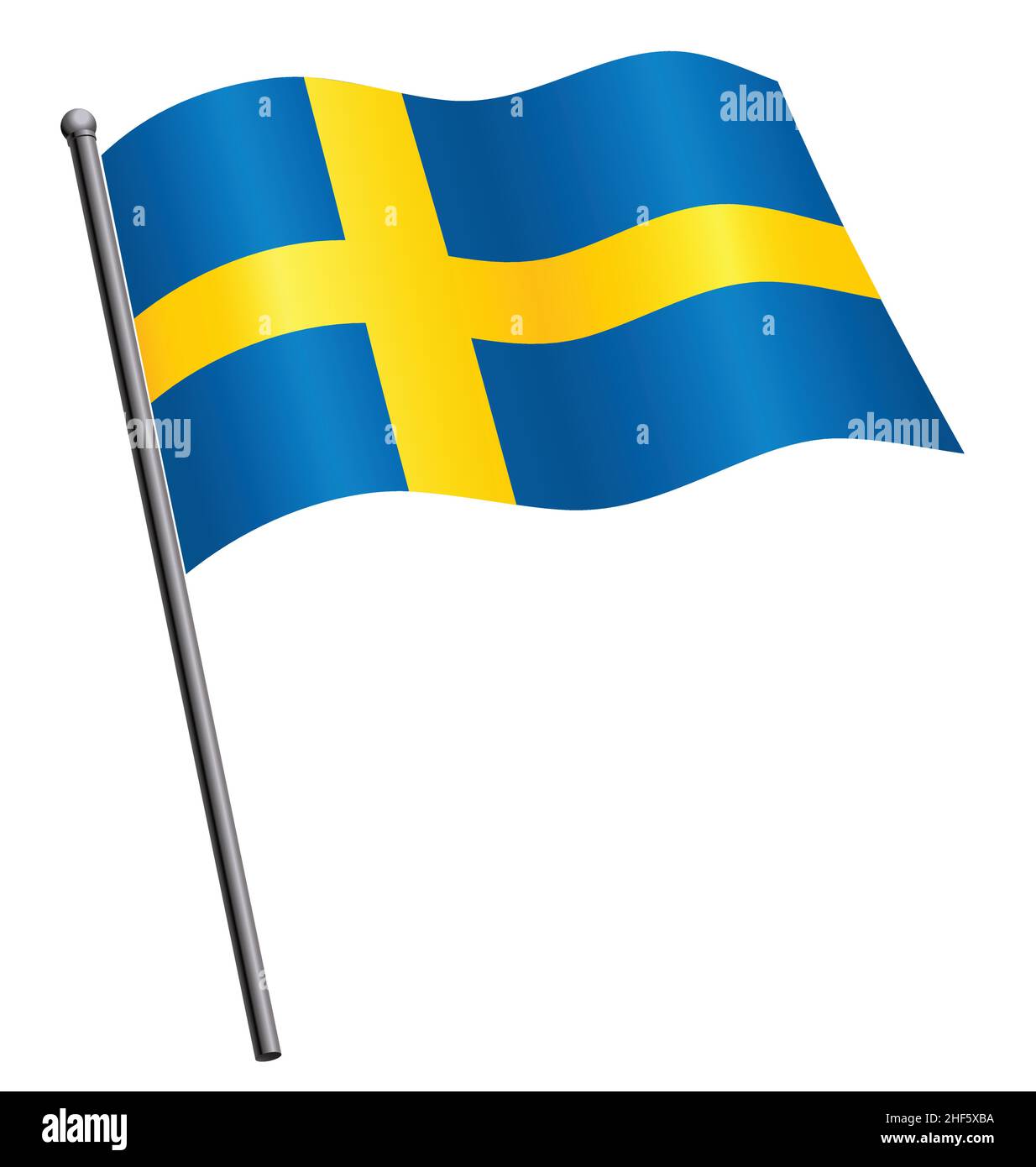 swedish flag of sweden flying waving on flagpole icon vector isolated ...