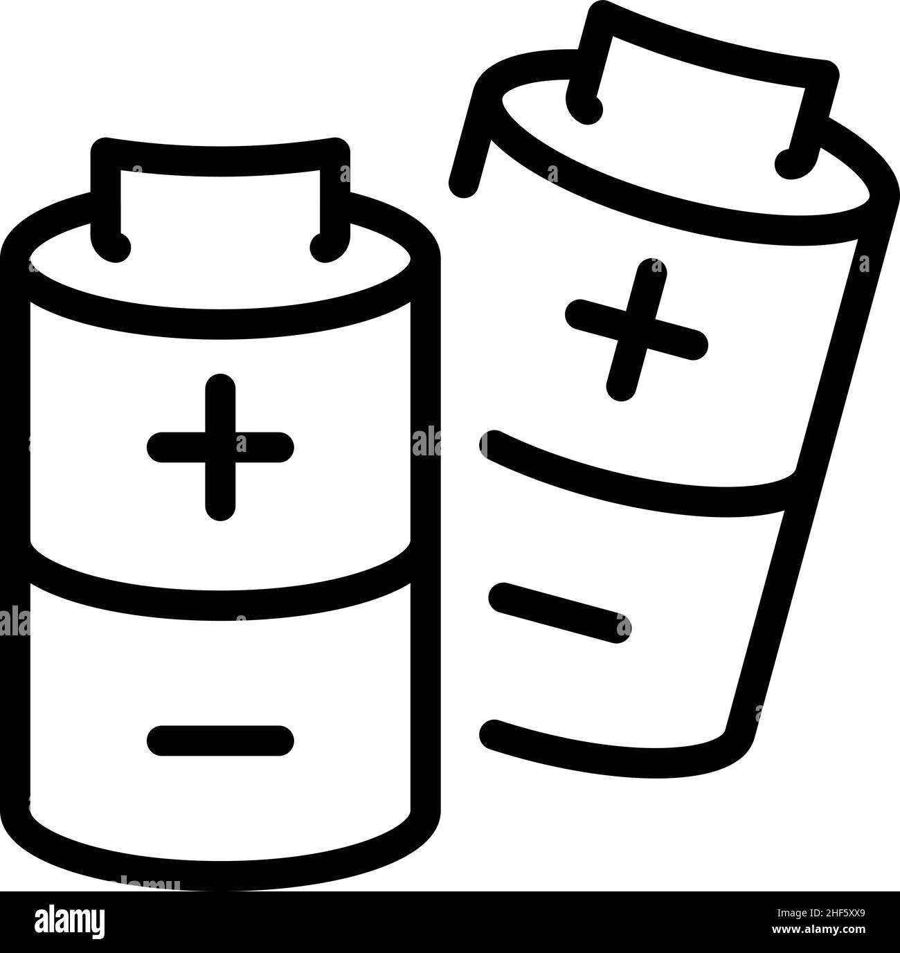 Trash battery icon outline vector. Waste bag. Garbage bin Stock Vector ...