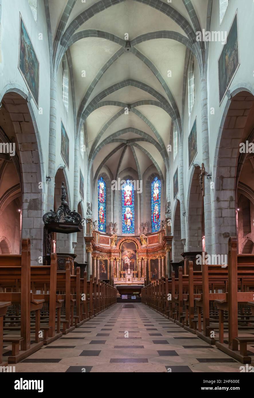 Annecy, France - January 7, 2022: Interior of the catholic cathedral in ...