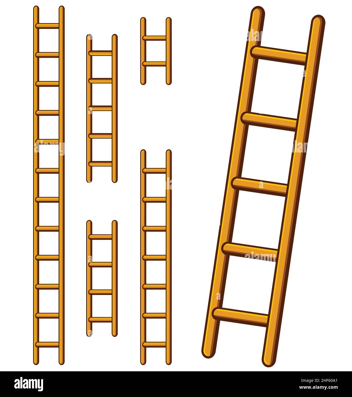 various cartoon step ladders set short and long vector isolated on ...