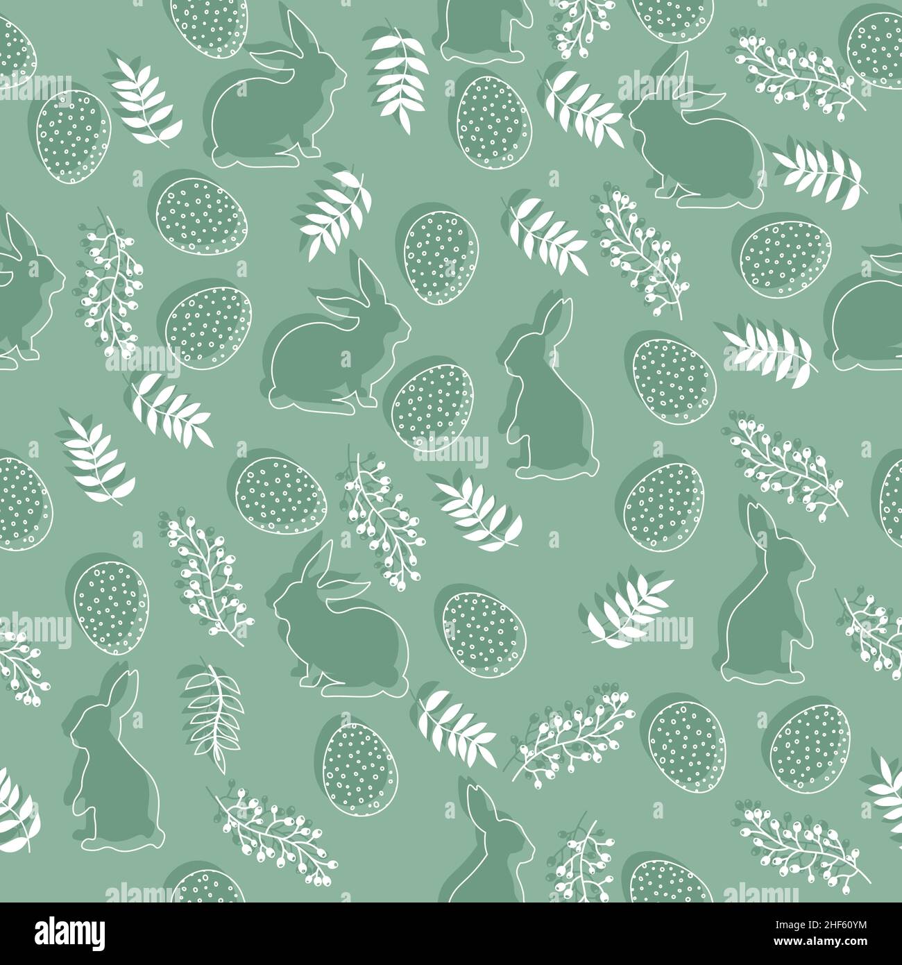 Easter pattern with eggs, bunnies and flowers in pastel colors ...