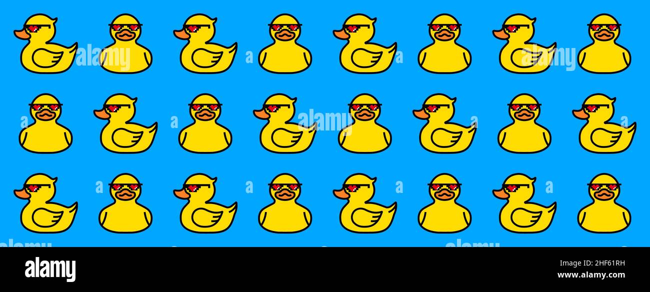 Yellow duck in pixel sunglasses with heart pattern Stock Vector Image ...