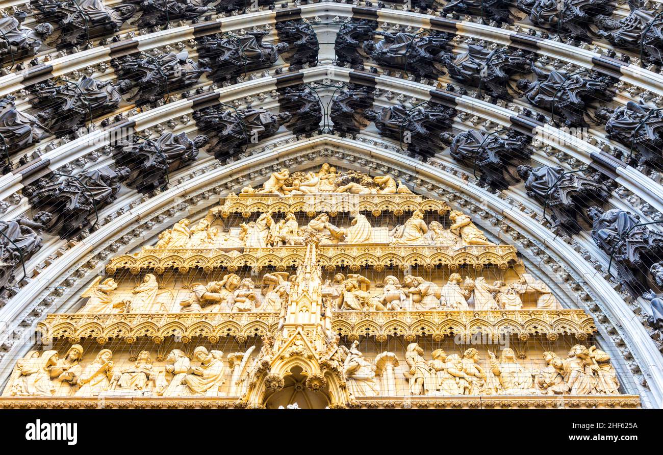 decoration elements at the main gate of the dome in Cologne, Germany ...