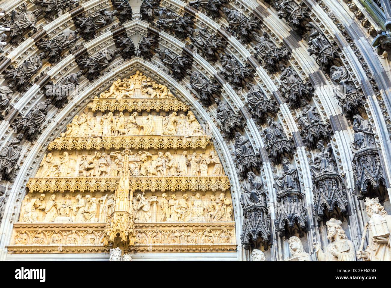 decoration elements at the main gate of the dome in Cologne, Germany ...