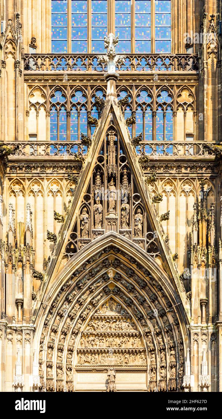 decoration elements at the main gate of the dome in Cologne, Germany ...