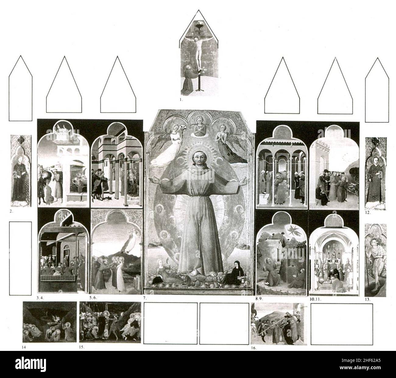Sassetta. St. Francis Altarpiece. 1437-44. Back side. Reconstruction ...