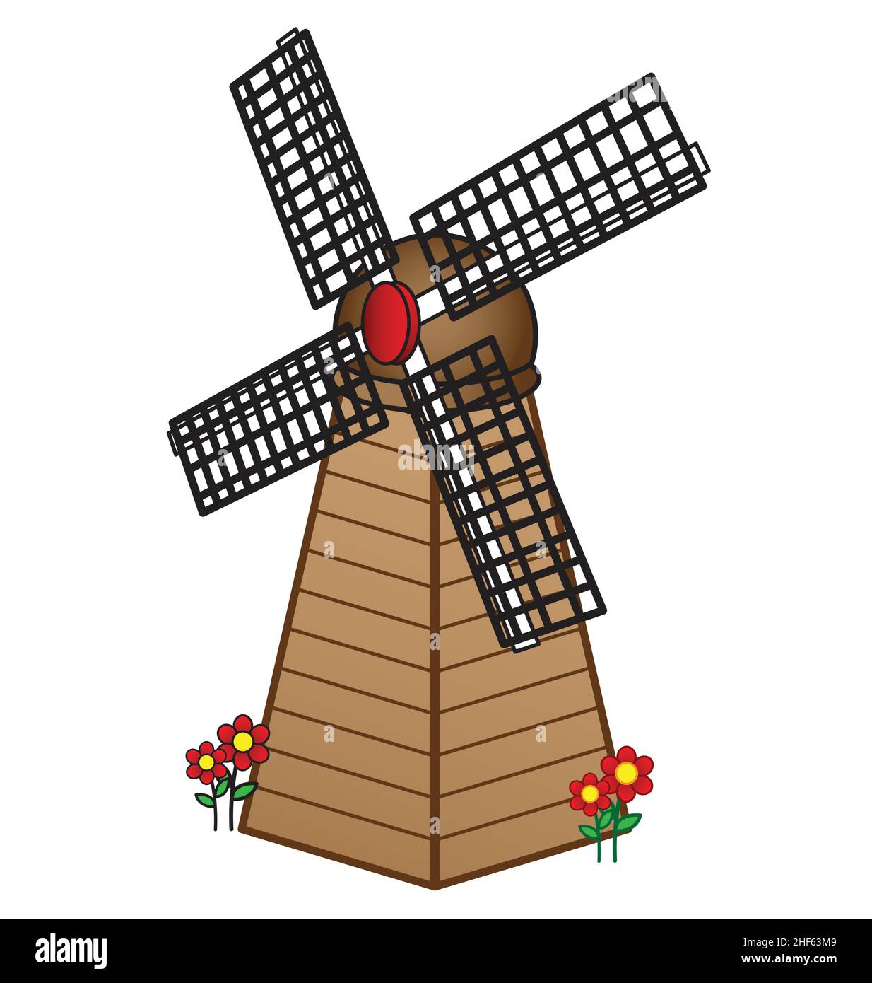 old classic windmill dutch holland european vector illustration ...