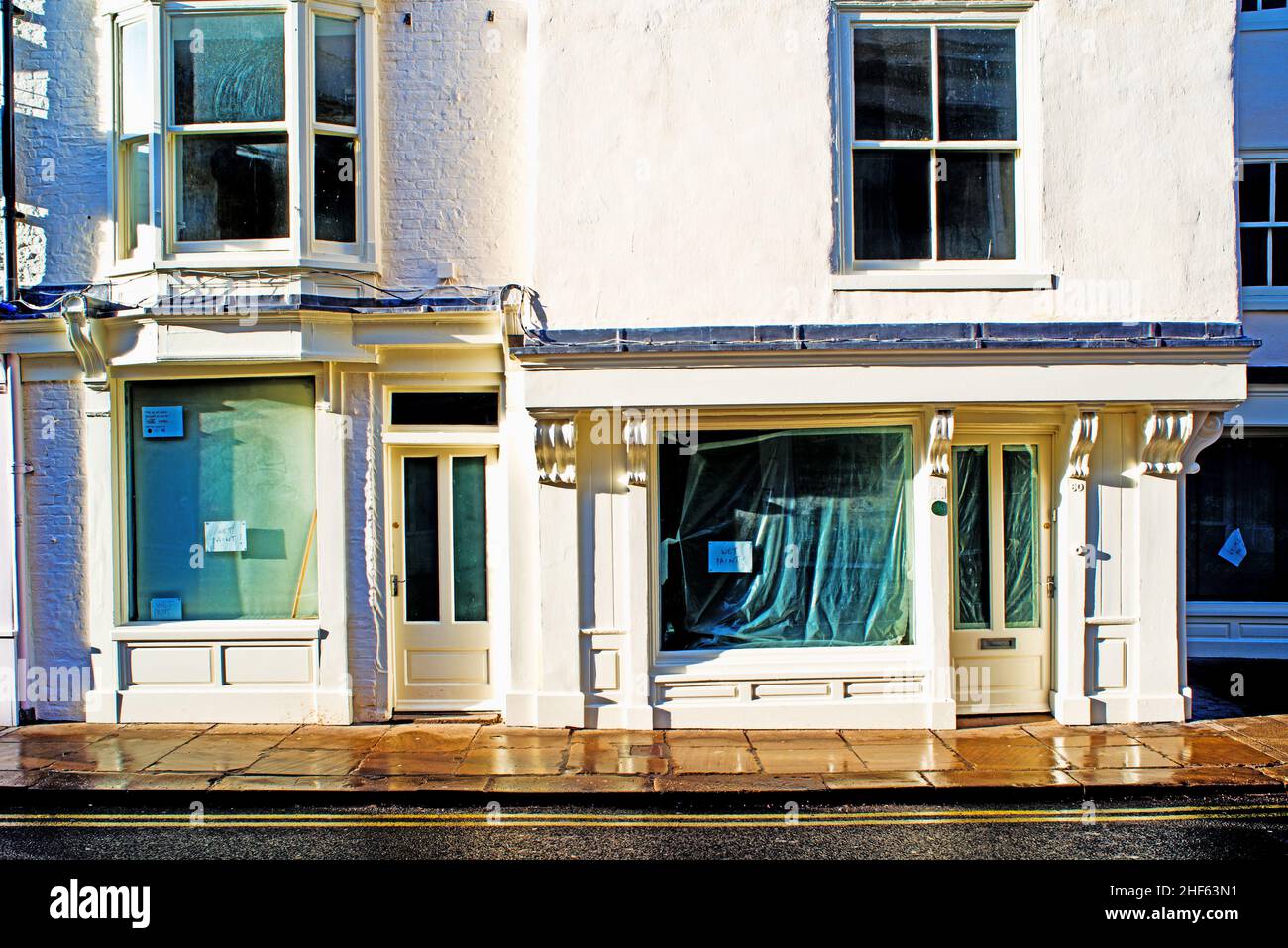 Period shop fronts after being refurbished, Goodramgate, York, England ...