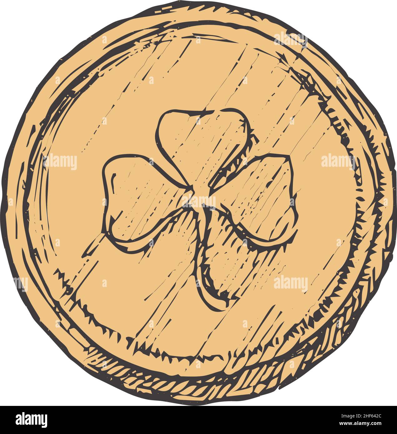 Hand Drawn Saint Patricks Day Money Color Vector Illustration. Golden ...