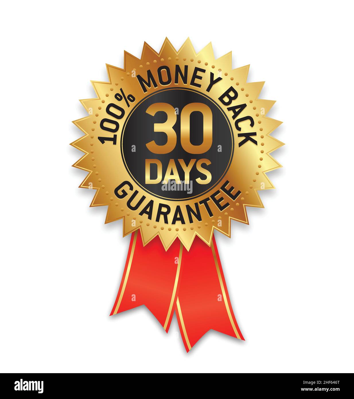 beautiful elegant gold 30 days money back guarantee seal with red ...