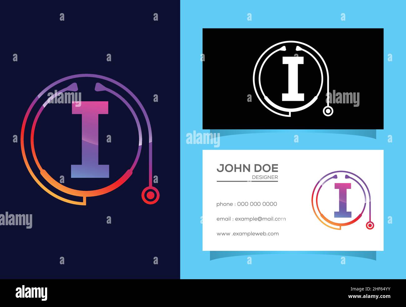 Initial I monogram alphabet with doctor stethoscope. Vector stethoscope ...