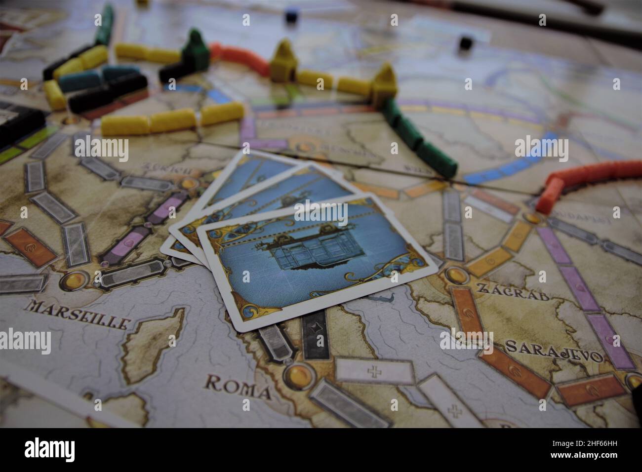 Ticket To Ride Europe. A railway-themed board game whereby plays build ...