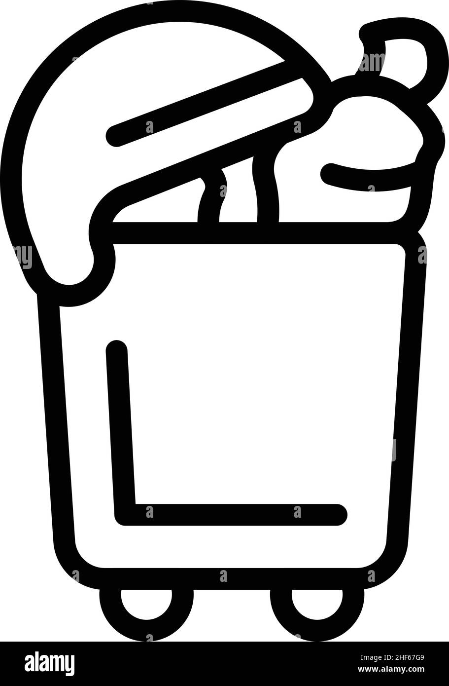 City garbage bin icon outline vector. Trash bag. Waste plastic Stock ...