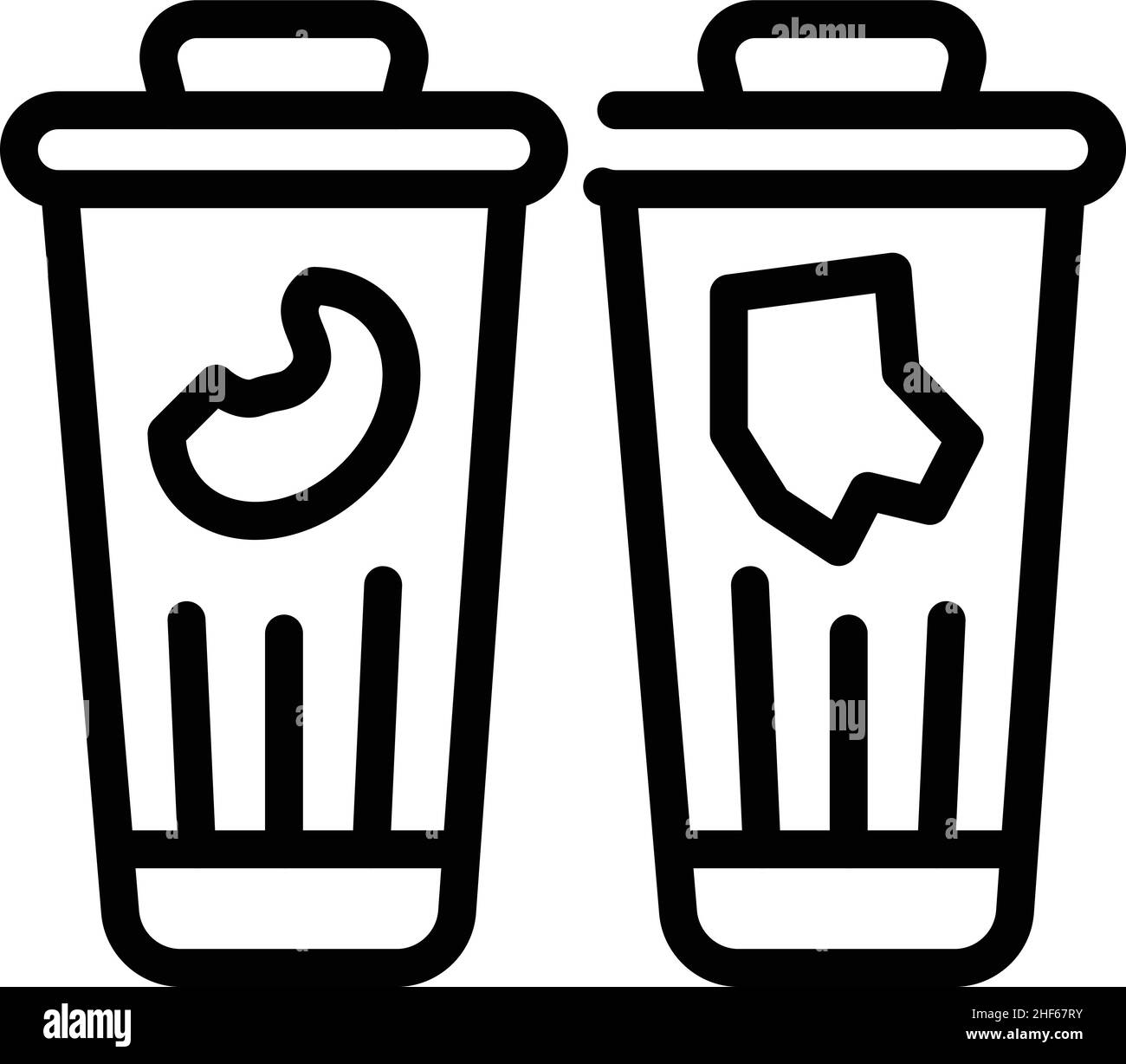 Garbage container icon outline vector. Trash bag. Waste plastic Stock ...