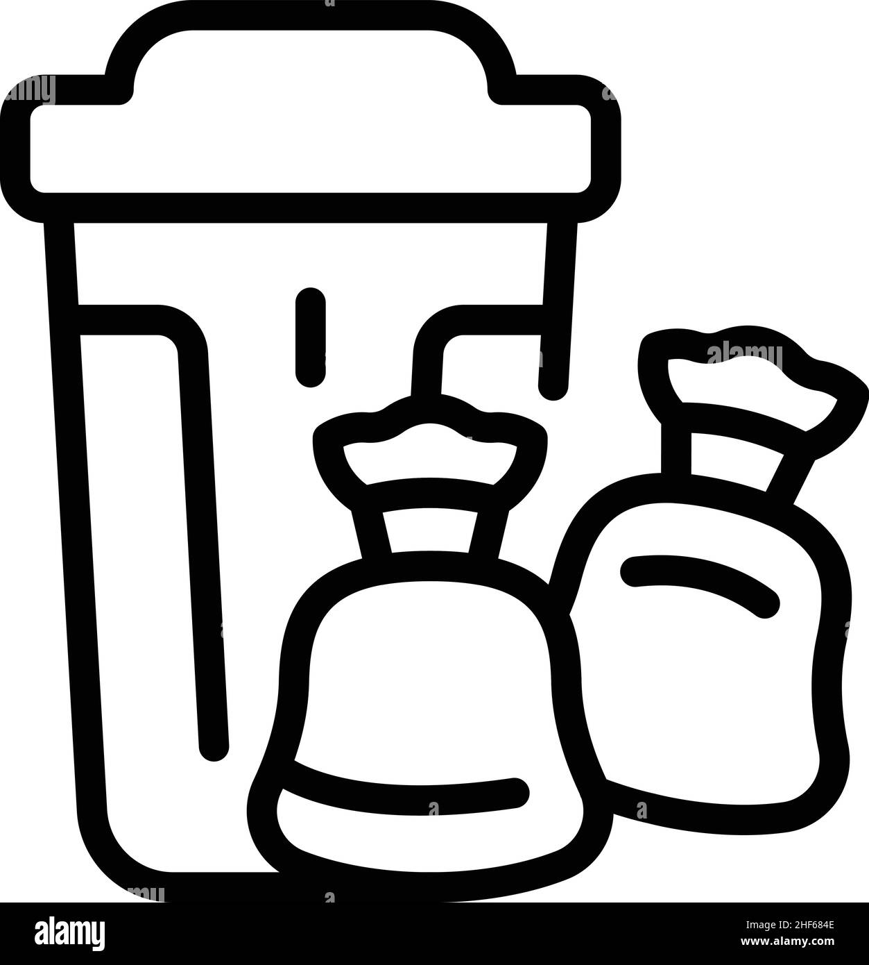 Plastic trash bag icon outline vector. Garbage bin. Rubbish can Stock ...