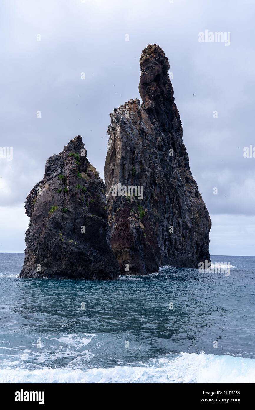 View at rock formation of Ribeira da Janela at Madeira island, Portugal ...