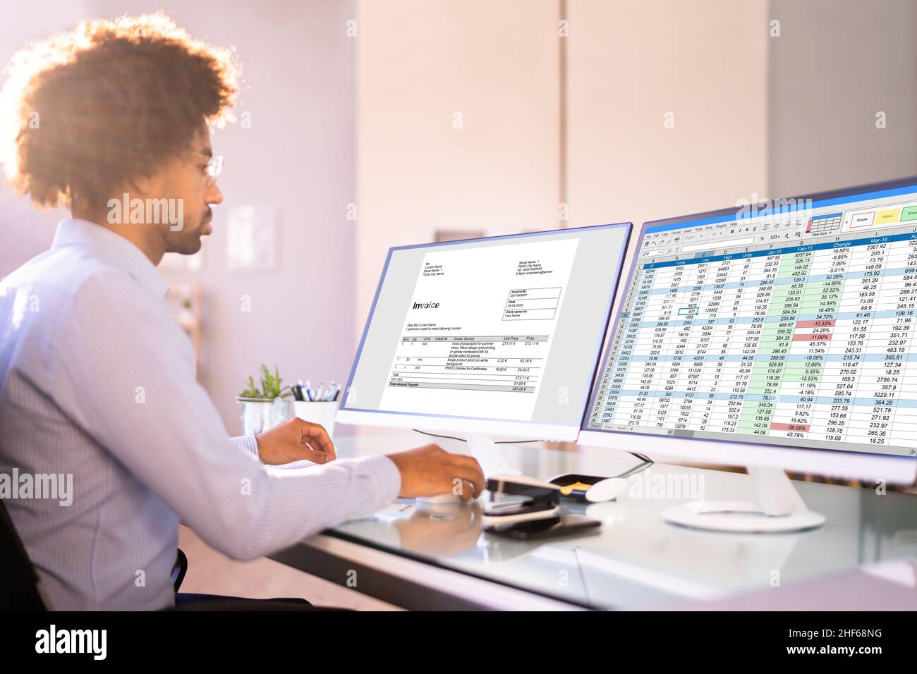 Business Data Audit Spreadsheet On Analyst Computer Stock Photo - Alamy