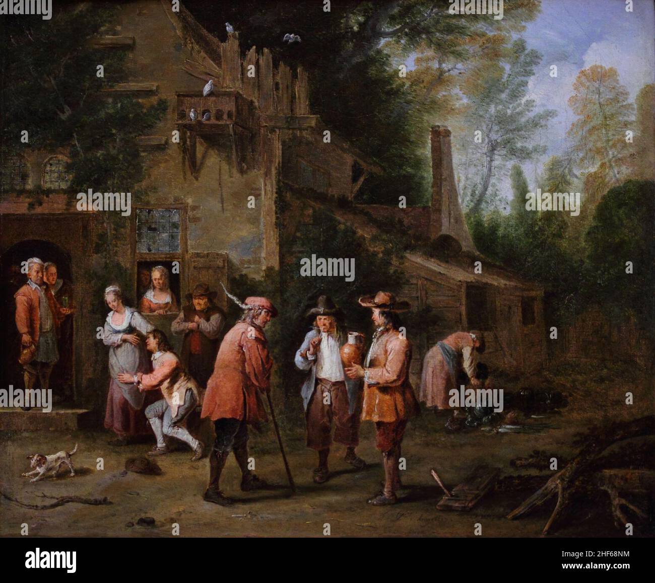 Scene in a court of inn Stock Photo - Alamy