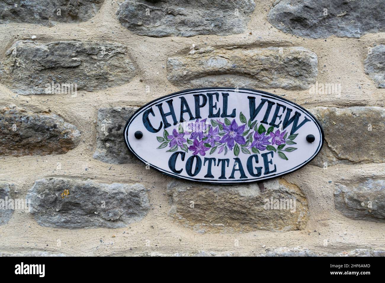 Cropton, UK - 5th October 2019: House sign plaque name number, Chapel ...