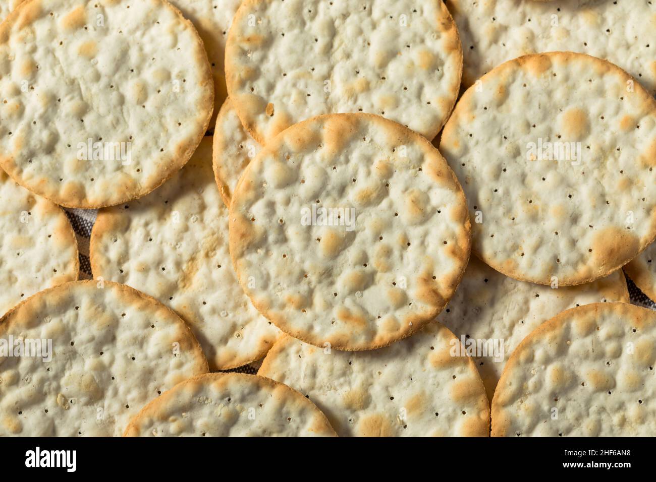 Healthy Round Table Water Crackers with Salt Stock Photo - Alamy