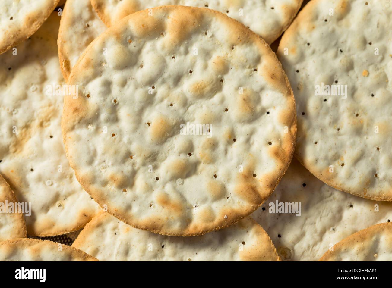 Healthy Round Table Water Crackers with Salt Stock Photo - Alamy
