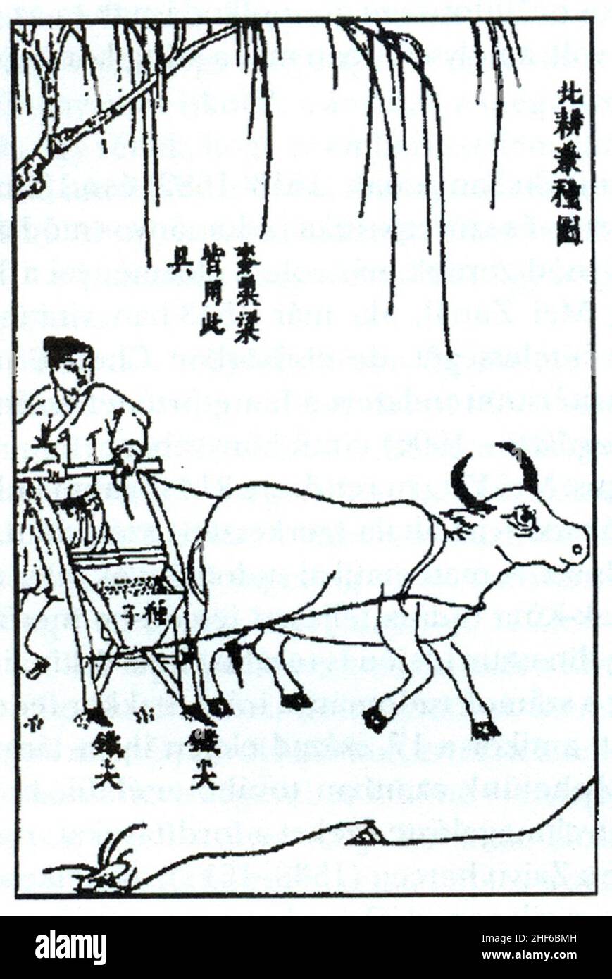 Seeding machine - technology from the time of the Ming dynasty Stock ...
