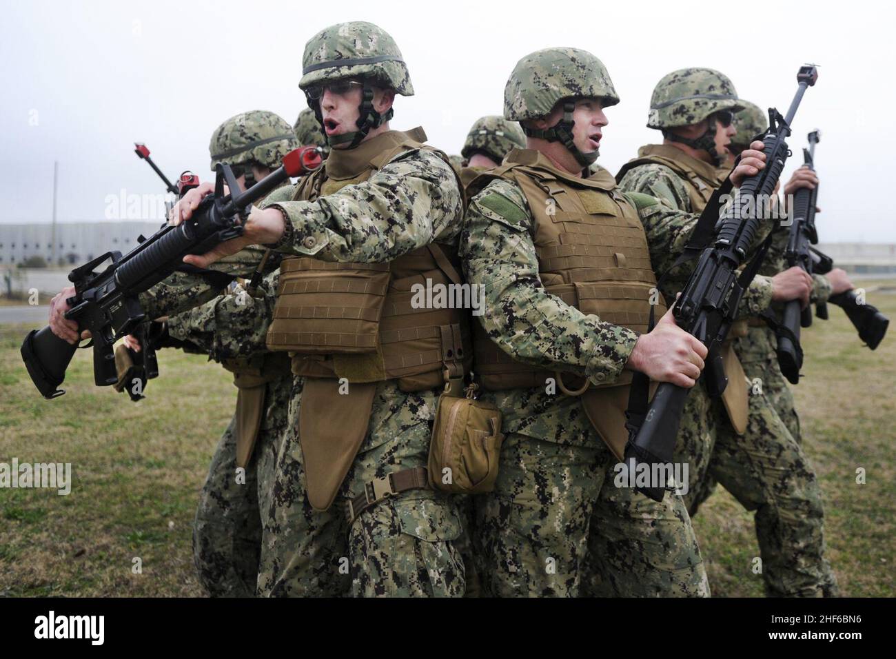 Seabees practice crowd control techniques. (8387277526 Stock Photo - Alamy