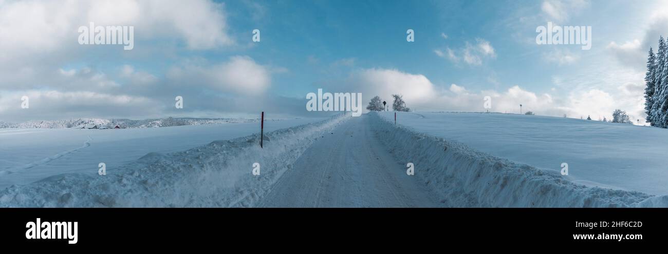snow-covered road in a snowy winter landscape Stock Photo - Alamy