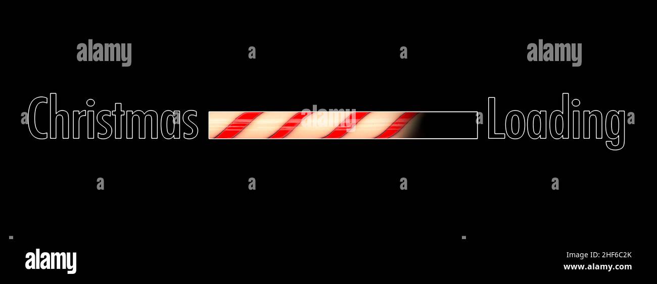 "Christmas Loading" with loading bar and candy cane Stock Photo - Alamy