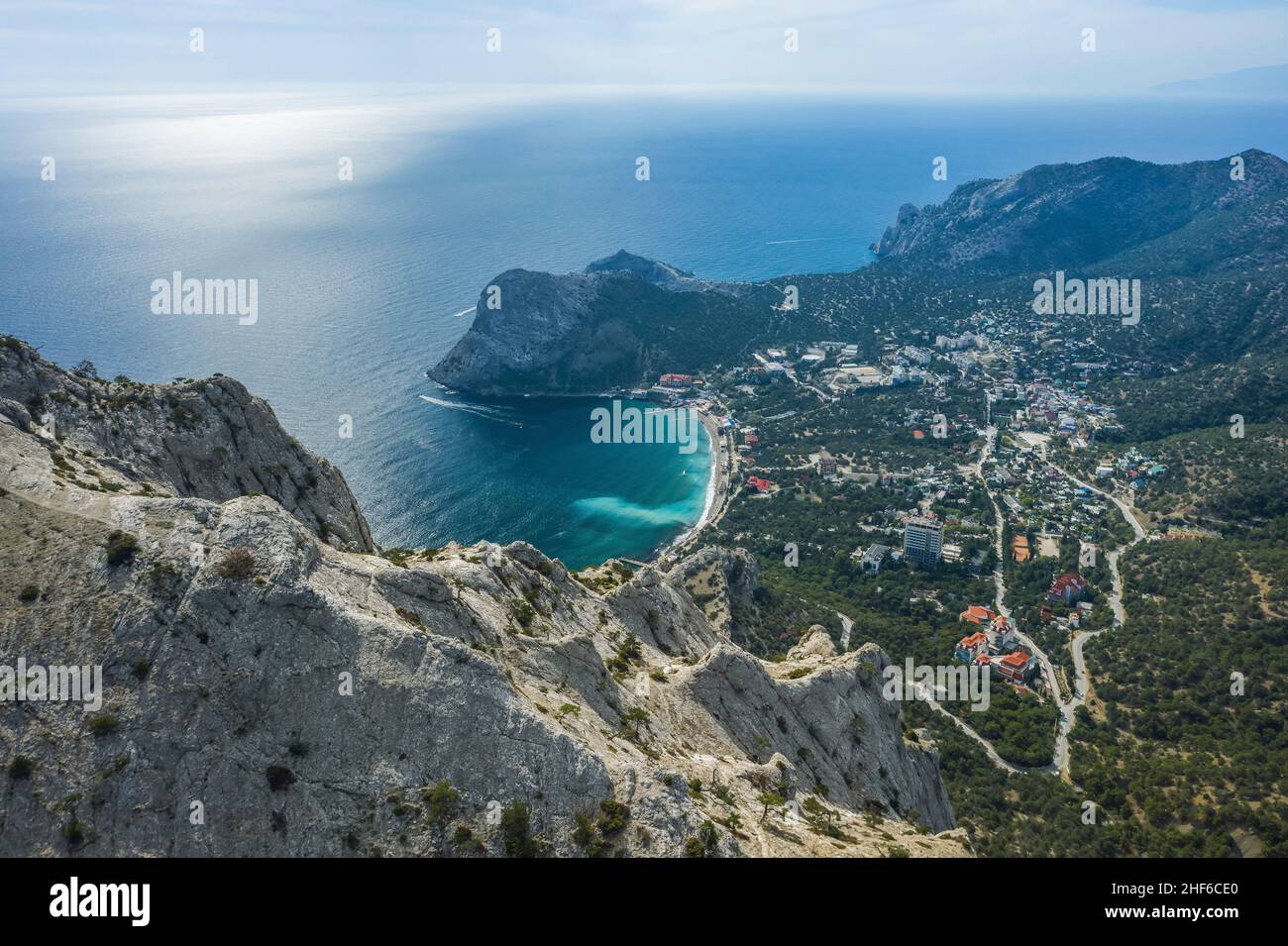 Novyi Svit town in Crimea. View from the top of Falcon Sokol mountain ...