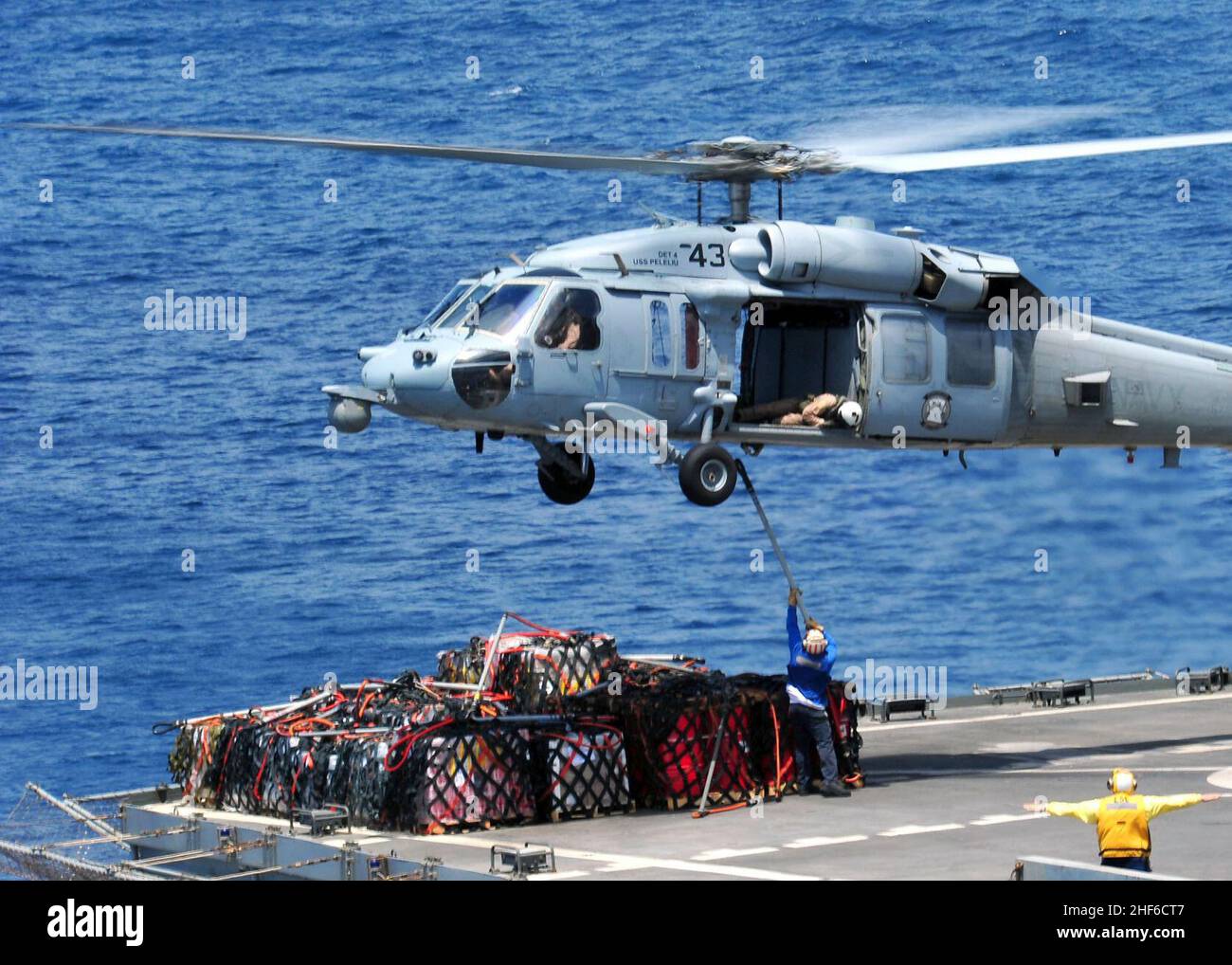 Seahawk receives supplies 130401 Stock Photo - Alamy