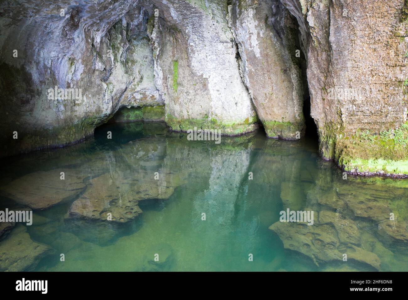 Karst spring in France, Source du Lison Stock Photo - Alamy