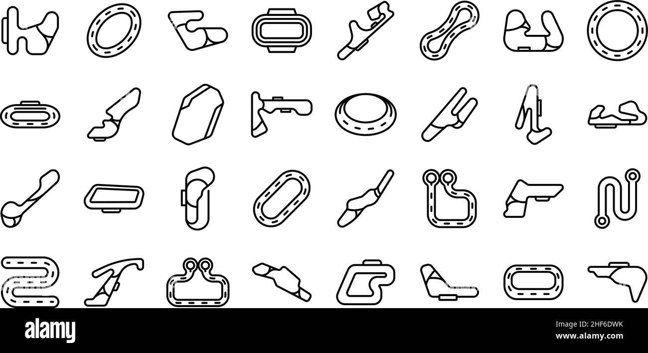 Racetrack icons set outline vector. Track map. Grand prix Stock Vector ...